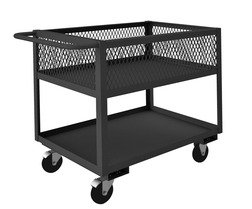 Stock Cart, 2 Shelves, High Lip, 18 x 30 – Industrial Warehouse
